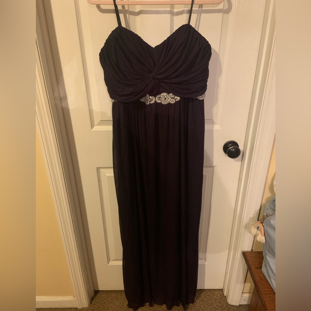 Plum Strapless And Beaded Prom Dress - Gem